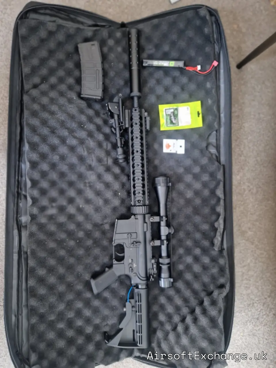 Double bell SOPMOD M4 DMR full metal with bipod plus 3-9x40 sight ...